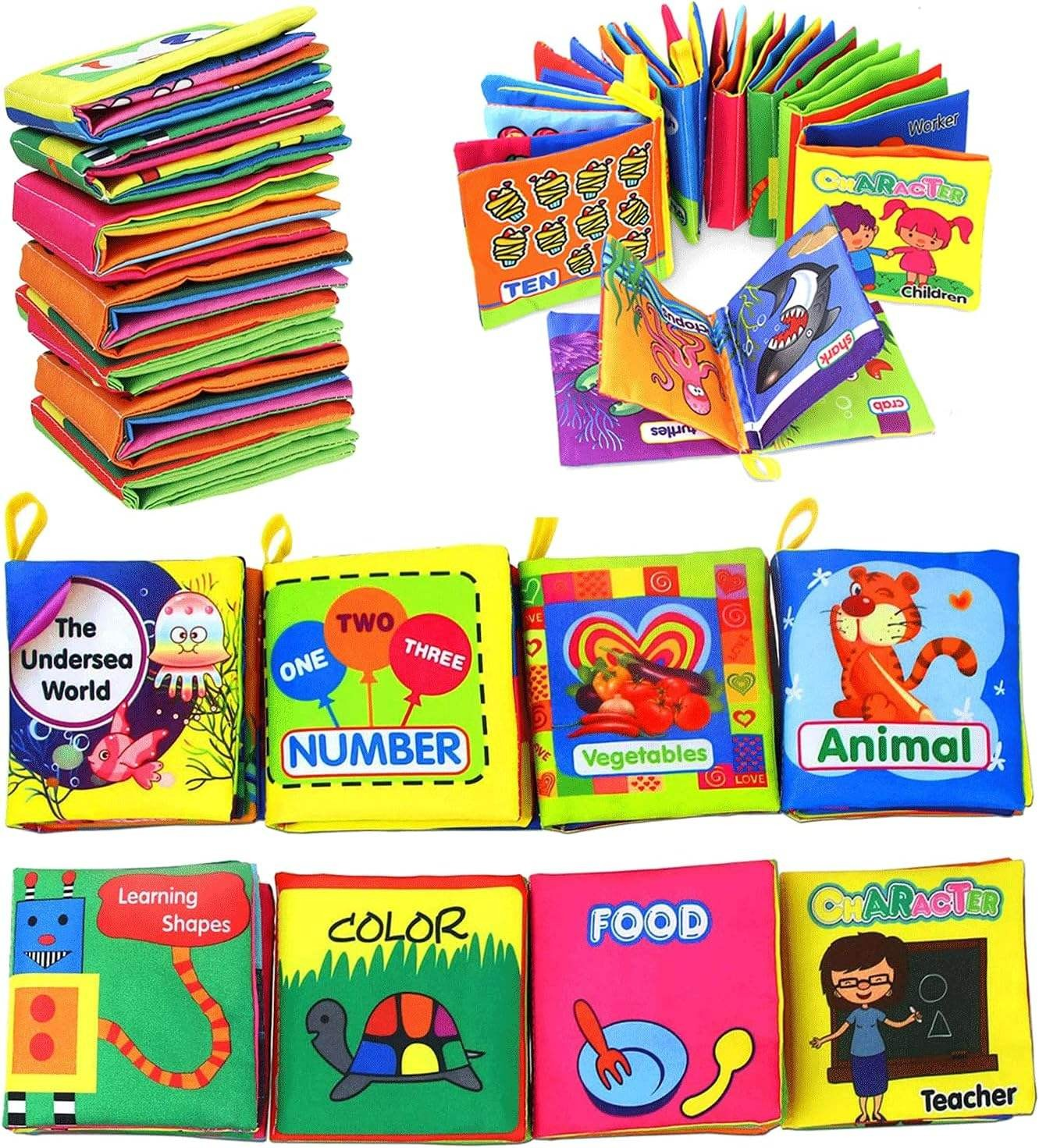 Baby’s First Non-Toxic Soft Cloth Book Set, Crinkle Books Friction with ...